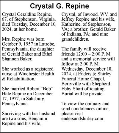 Crystal G. Repine | Obituaries | winchesterstar.com