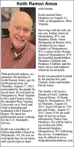 Keith Ramon Amos | Obituaries | winchesterstar.com