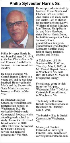 Philip Syvester Harris Sr. | Obituaries | winchesterstar.com