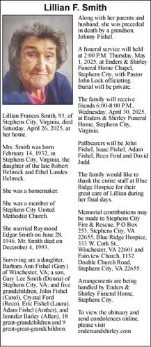 Lillian F. Smith | Obituaries | winchesterstar.com