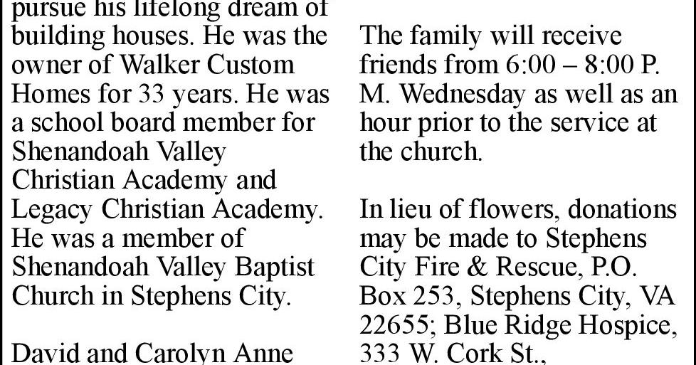 David C. Walker | Obituaries | winchesterstar.com