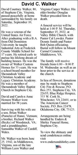 David C. Walker | Obituaries | winchesterstar.com