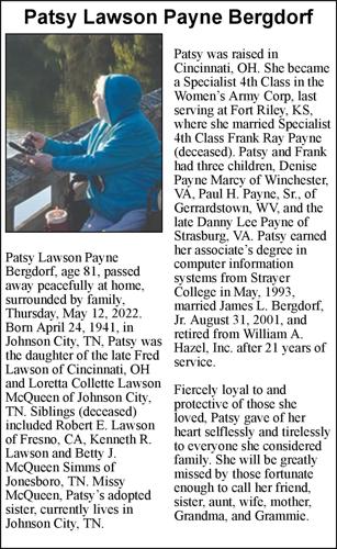 Patsy Lawson Payne Bergdorf | Obituaries | winchesterstar.com