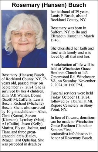 Rosemary (Hansen) Busch | Obituaries | winchesterstar.com