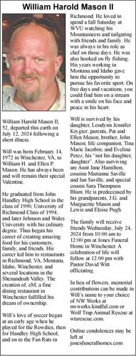 William Harold Mason II | Obituaries | winchesterstar.com