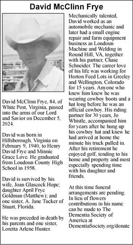 David McClinn Frye | Obituaries | winchesterstar.com