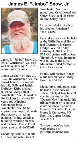 James E. “Jimbo” Snow, Jr. | Obituaries | winchesterstar.com