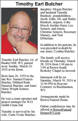 Timothy Earl Butcher | Obituaries | winchesterstar.com