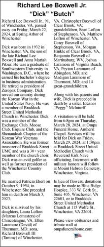 Richard Lee Boxwell Jr. “Dick” “Butch” | Obituaries | winchesterstar.com