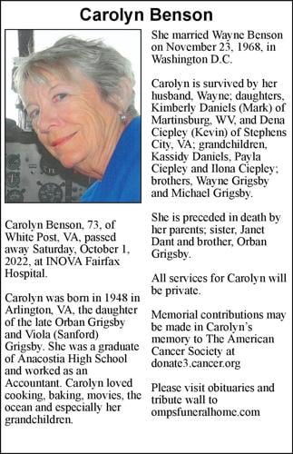 Carolyn Benson | Obituaries | winchesterstar.com