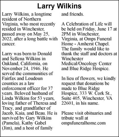 Larry Wilkins | Obituaries | winchesterstar.com
