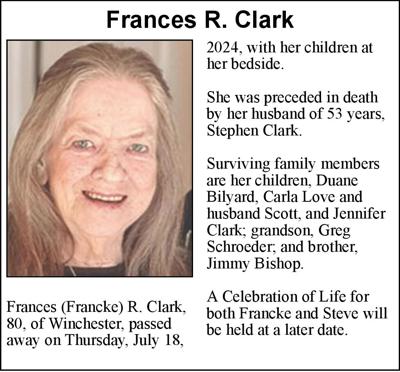 Frances R. Clark | Obituaries | winchesterstar.com
