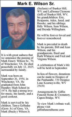 Mark E. Wilson Sr. | Obituaries | winchesterstar.com