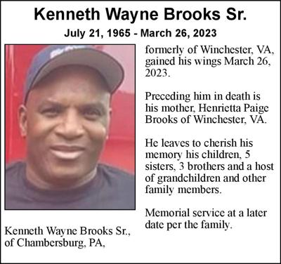 Kenneth Wayne Brooks Sr. July 21, 1965 -March 26, 2023 | Obituaries | winchesterstar.com