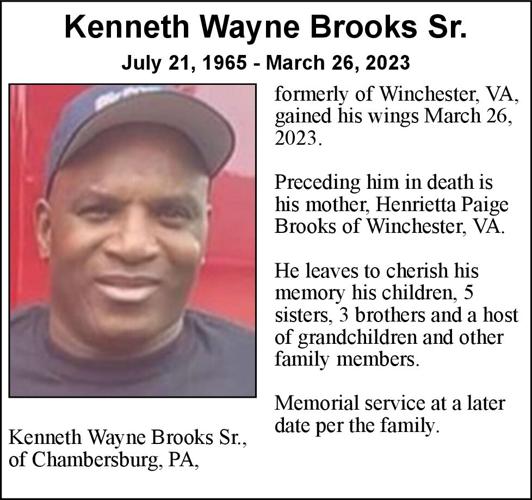 Kenneth Wayne Brooks Sr. July 21, 1965 -March 26, 2023 | Obituaries | winchesterstar.com