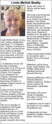 Linda Mellott Beatty | Obituaries | winchesterstar.com