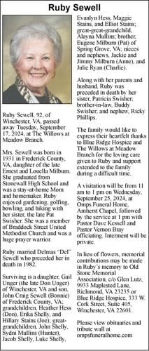 Ruby Sewell | Obituaries | winchesterstar.com