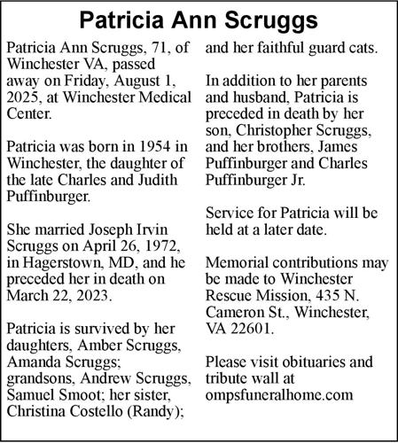Patricia Ann Scruggs | Obituaries | winchesterstar.com