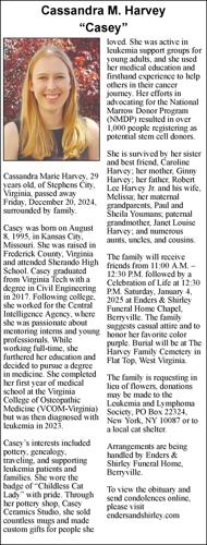Cassandra M. Harvey “Casey” | Obituaries | winchesterstar.com