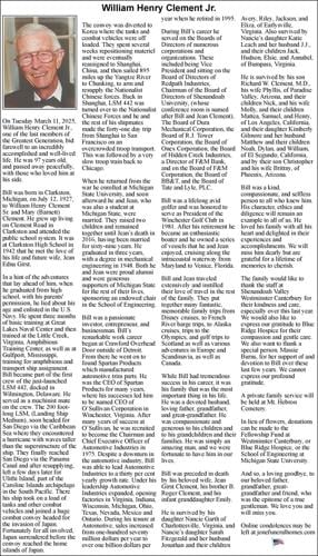 William Henry Clement Jr. | Obituaries | winchesterstar.com