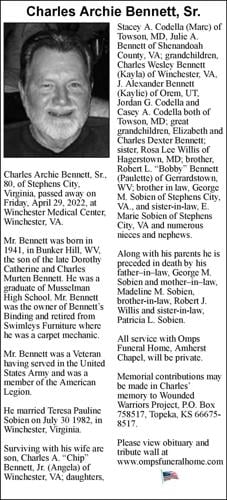 Charles Archie Bennett, Sr. | Obituaries | winchesterstar.com
