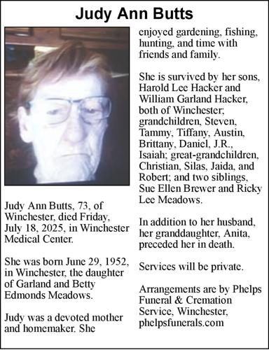 Judy Ann Butts | Obituaries | winchesterstar.com