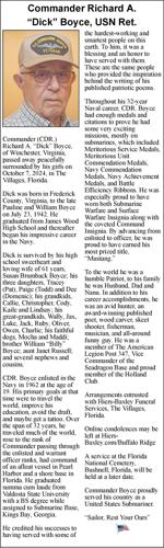 Commander Richard A. “Dick” Boyce, USN Ret. | Obituaries ...
