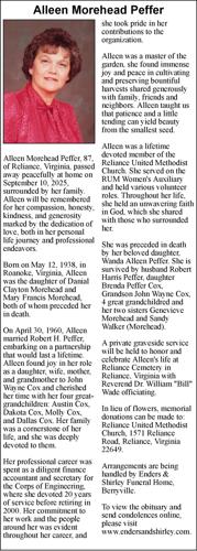 Alleen Morehead Peffer | Obituaries | winchesterstar.com
