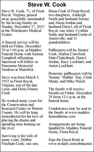 Steve W. Cook | Obituaries | winchesterstar.com