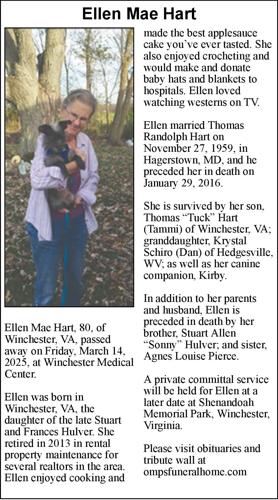 Ellen Mae Hart | Obituaries | winchesterstar.com