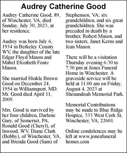 Audrey Catherine Good | Obituaries | winchesterstar.com
