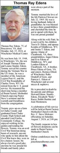 Thomas Ray Edens | Obituaries | winchesterstar.com