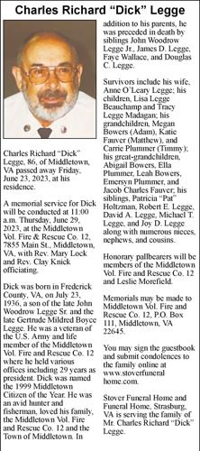 Charles Richard “Dick” Legge | Obituaries | winchesterstar.com