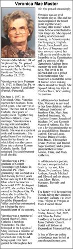 Veronica Mae Master | Obituaries | winchesterstar.com