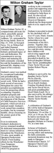 Wilton Graham Taylor | Obituaries | winchesterstar.com