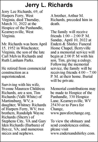 Jerry L. Richards | Obituaries | winchesterstar.com