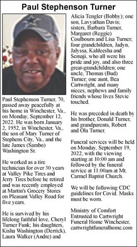 Paul Stephenson Turner | Obituaries | winchesterstar.com