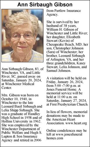 Ann Sirbaugh Gibson | Obituaries | winchesterstar.com