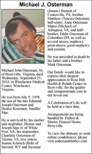 Michael J. Osterman | Obituaries | winchesterstar.com