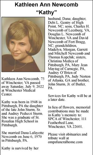 Kathleen Ann Newcomb “Kathy” | Obituaries | winchesterstar.com
