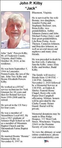 John P. Kilby “Jack” | Obituaries | winchesterstar.com