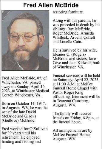 Fred Allen McBride | Obituaries | winchesterstar.com