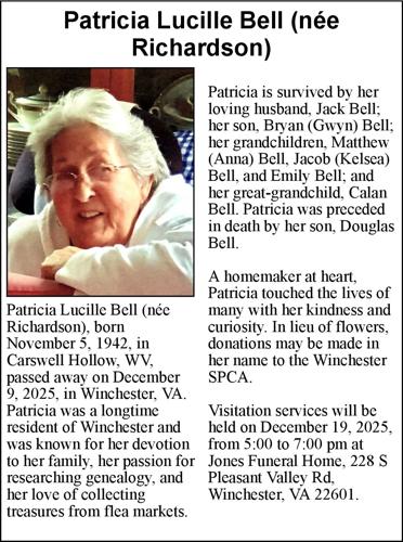 Patricia Lucille Bell (née Richardson) | Obituaries | winchesterstar.com