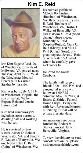 Kim E. Reid | Obituaries | winchesterstar.com