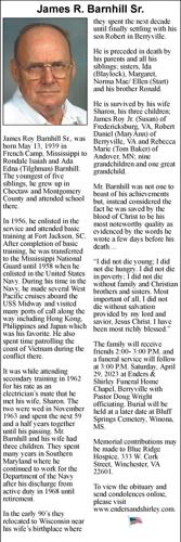 James R. Barnhill Sr. | Obituaries | winchesterstar.com