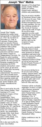 Joseph "Ben" Mathis | Obituaries | winchesterstar.com