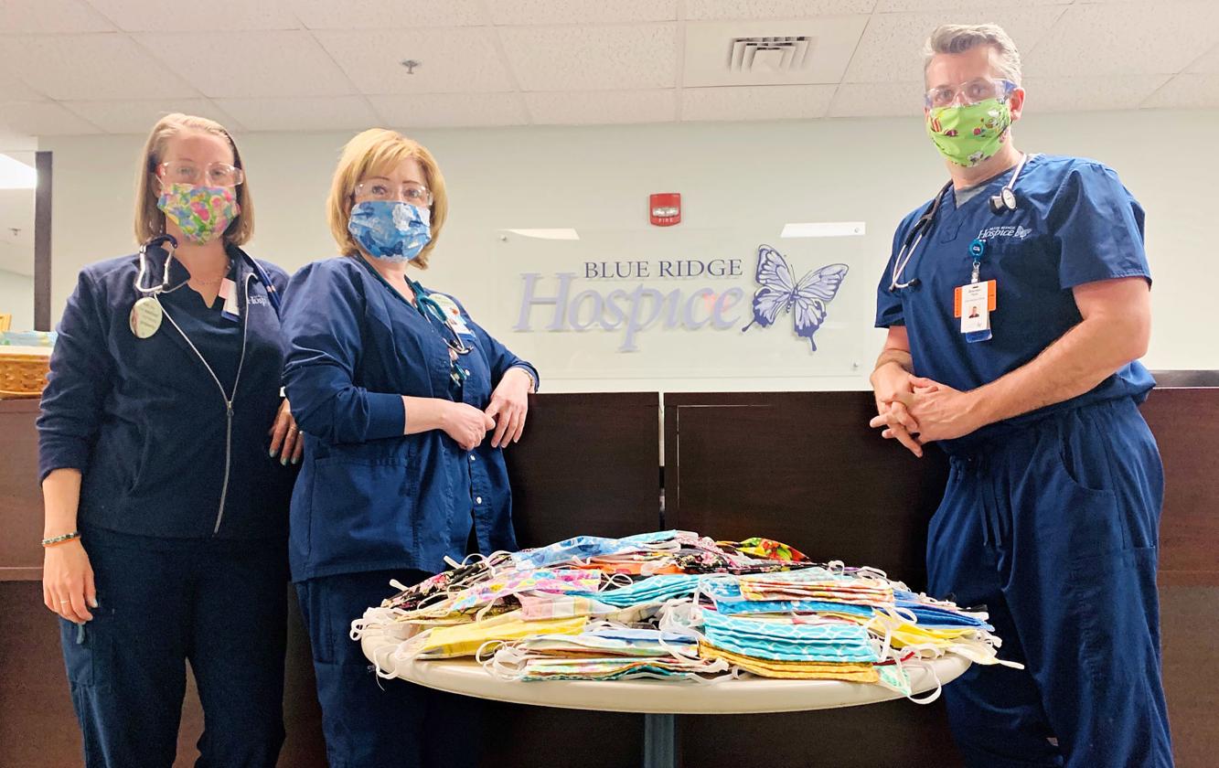 Community volunteers providing hand-made masks to hospice workers ...