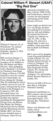 Colonel William P. Stewart (USAF) “Big Red One" | Obituaries ...
