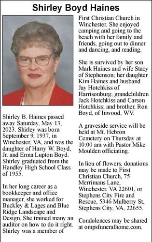 Shirley Boyd Haines | Obituaries | winchesterstar.com