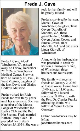 Freda J. Cave | Obituaries | winchesterstar.com